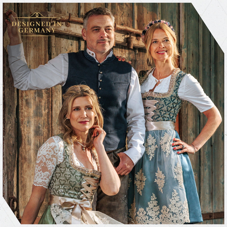 Women's German Dirndl Dress Blue Gold | Bavaria Trachten